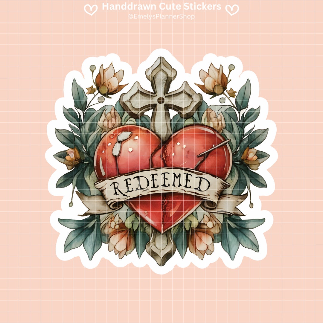 Christian Stickers Redeemed Heart Crown of Thorns Sticker Pack Faith ...