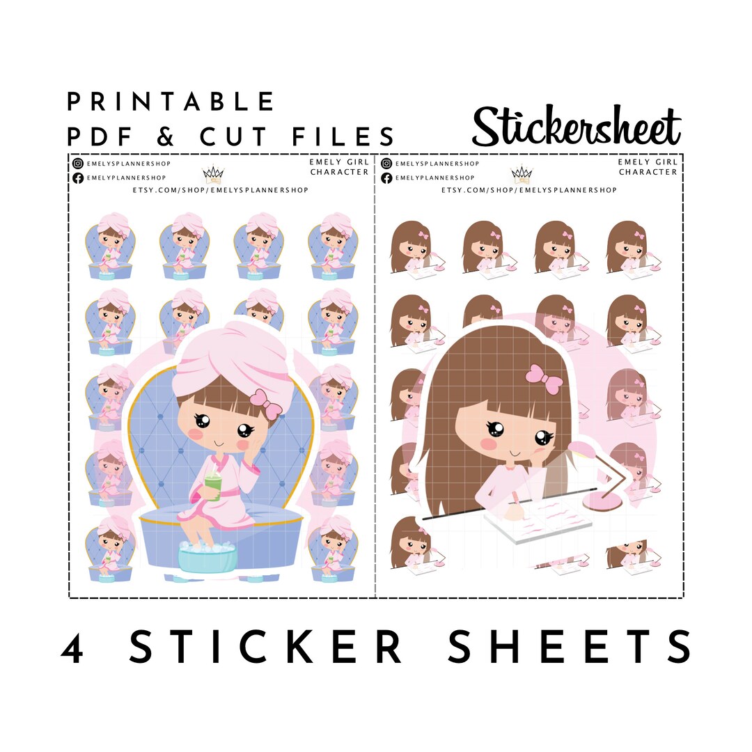 Printable Cut Files Cute Emely Character Brown Haired - Etsy