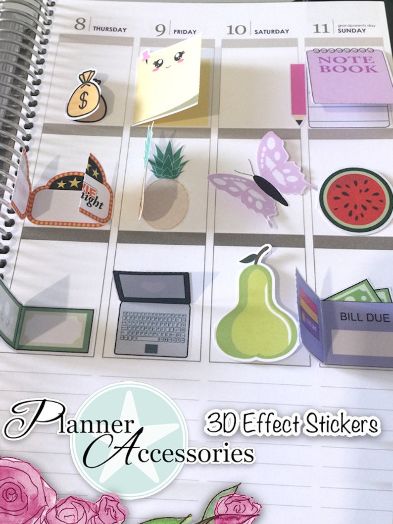 3D Effect Stickers Shopping Bag Stickers Kawaii Character - Etsy