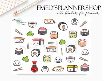 Labels Paper & Party Supplies 30 Pack Paper Kawaii Sushi Stickers SET 3 ...