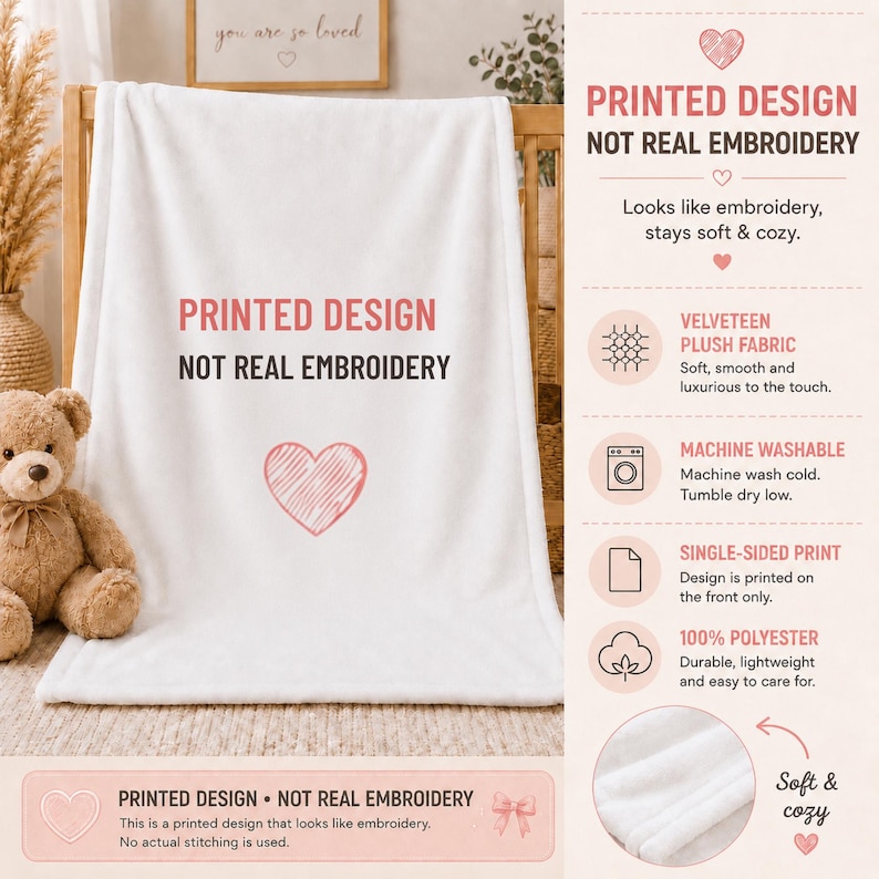 Personalized Safari Baby Blanket With Name • Animal Embroidered Look ...