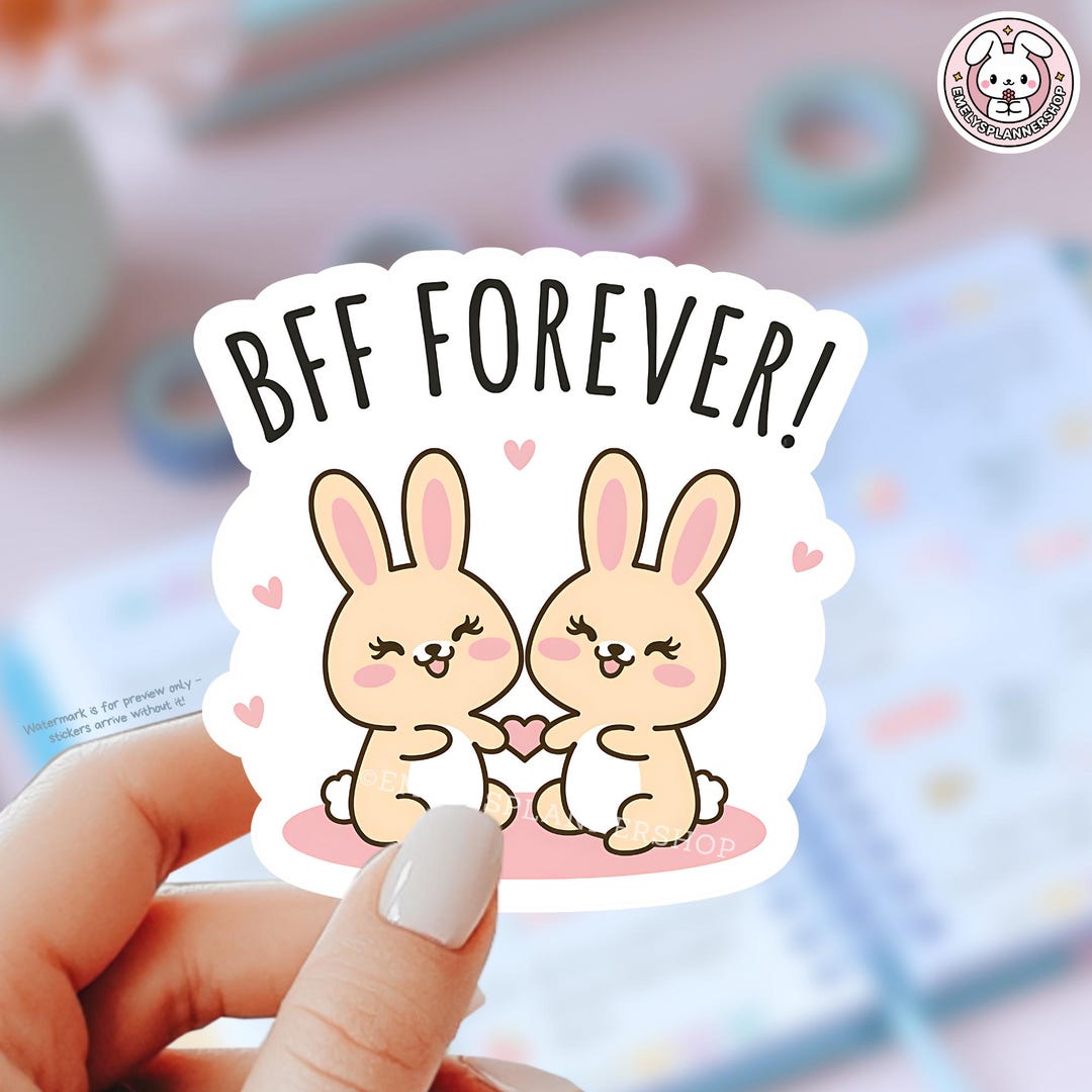 Kawaii BFF Bunny Sticker Cute Friendship Vinyl Decal Best Friend Gift ...
