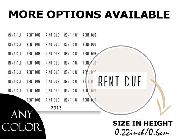 Rent Due Text Planner Stickers, Bill Due, Rental Stickers, Apartment ...
