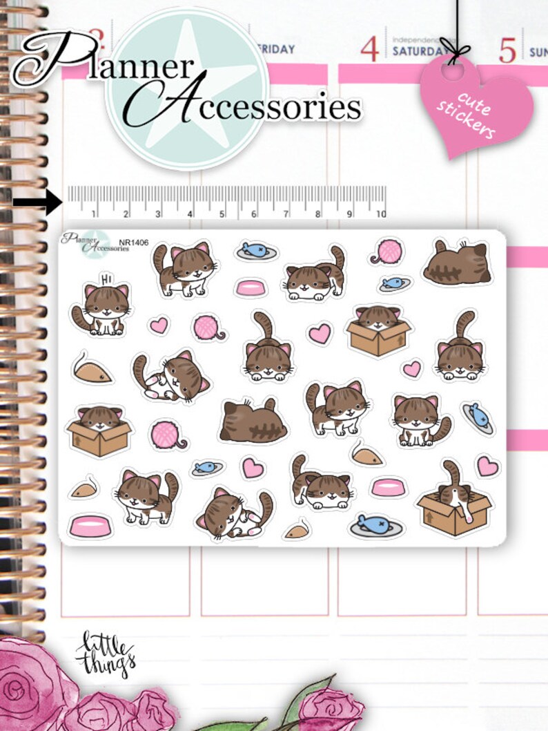Kawaii Cat Planner Stickers Kawaii Stationary Hobonichi - Etsy