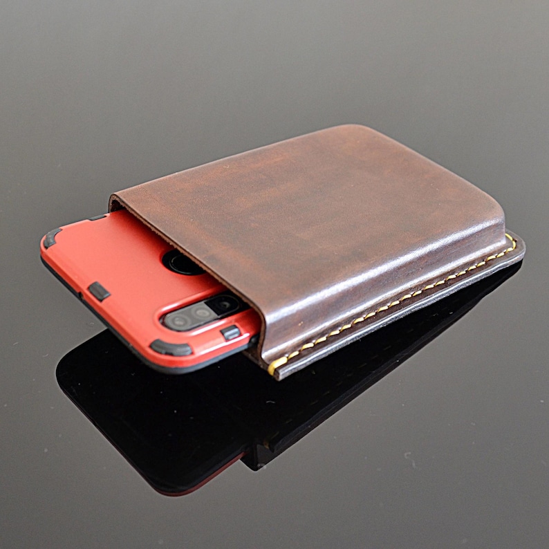 Genuine Leather Hand Stitched Cell Phone Belt Case Pouch Holster for ...