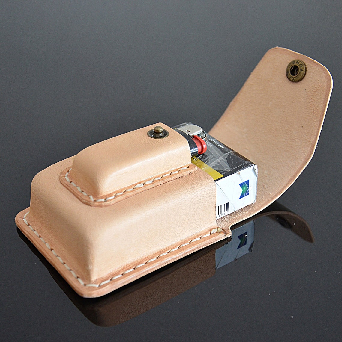 BIC Lighter Leather Cigarette Case Personalized Handmade Wet Molded - Etsy