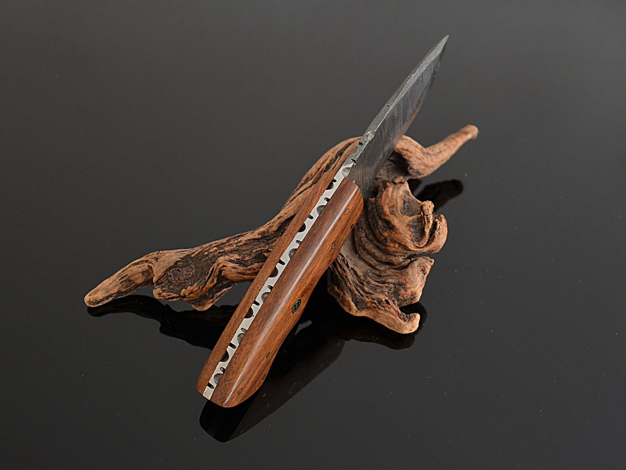 Damascus Hunting EDC Bushcraft Knife With Handmade Horizontal - Etsy