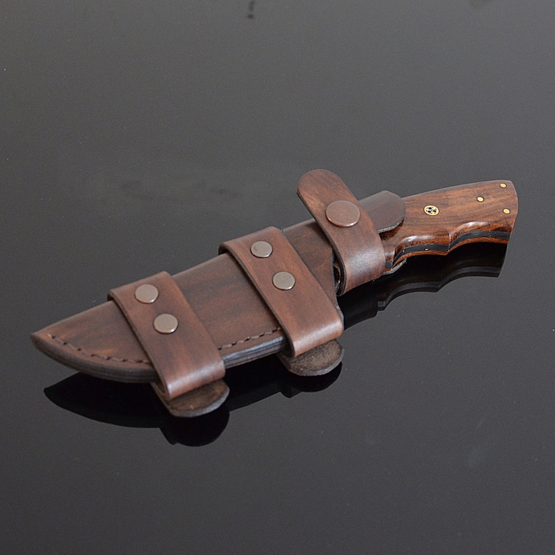 Horizontal Custom Fixed Blade Leather Belt Knife Sheath for Scout Carry ...