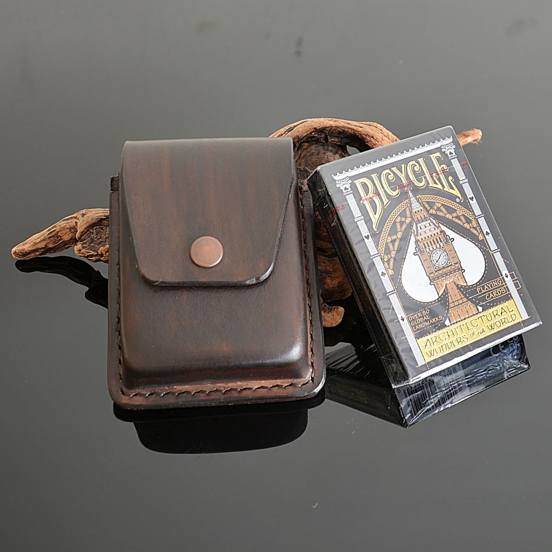 Handmade Leather Playing Card Case: Personalized Poker Card Holder - Etsy