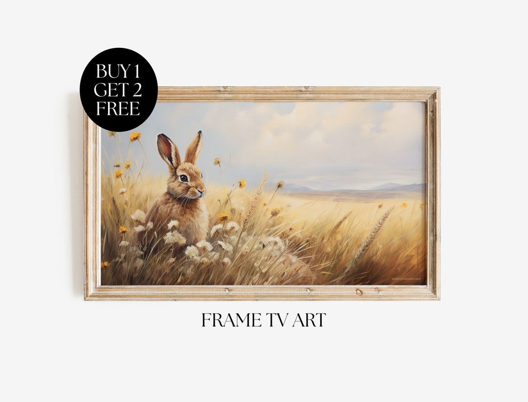 Frame TV Rabbit Art, Easter Art Print, Spring Farmhouse Decor, Rustic ...
