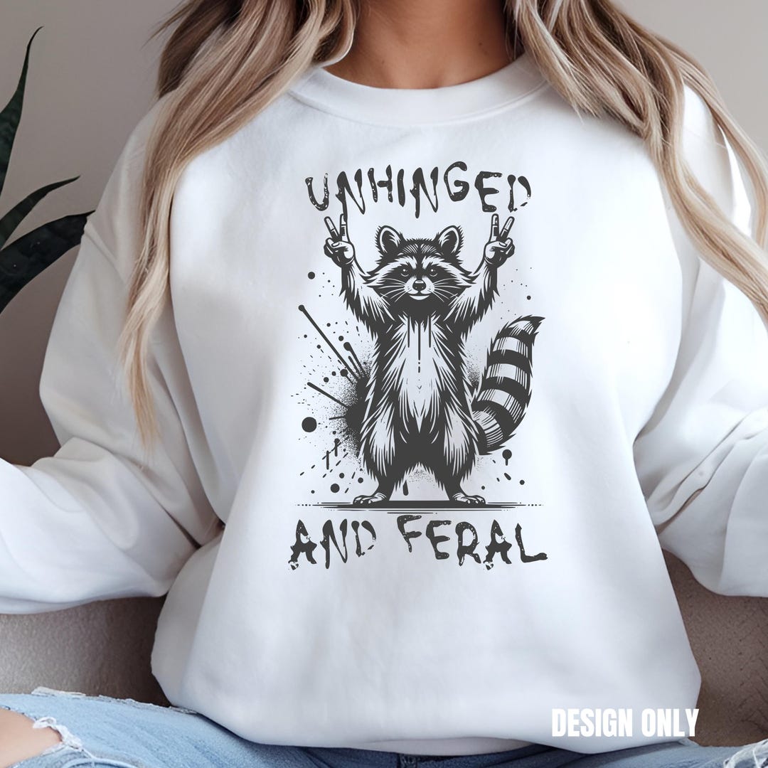 Unhinged and Feral PNG, Funny Retro Raccoon, Vintage Animal Quotes ...