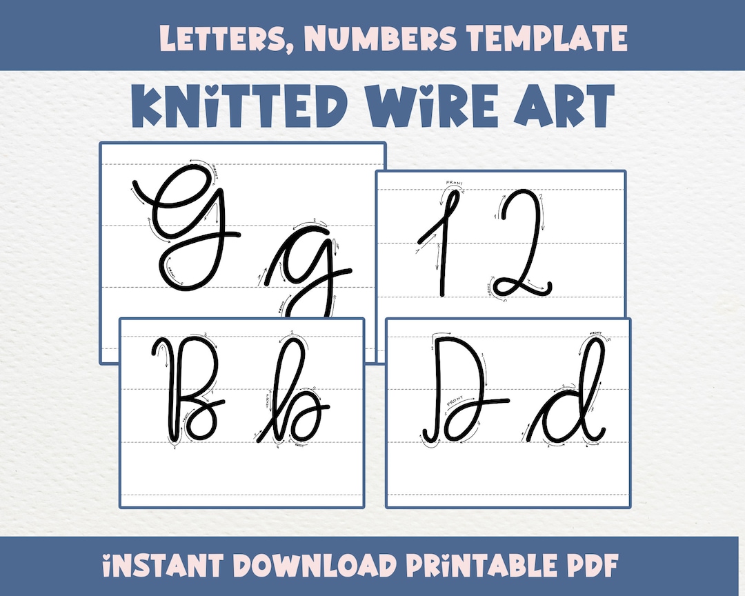Knit Wire Art Template: A-Z Letters and Numbers (instant Download PDF ...