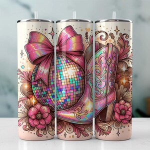 Pink Disco Ball & Cowboy Boots Tumbler Wrap (digital Download) - Etsy