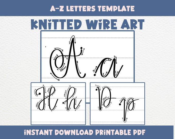 4 Sizes Uppercase & Lowercases Letters Knitted Wire Art Template With ...