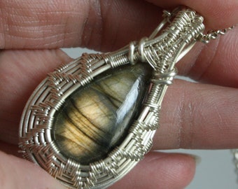 Wire Wrapped Labradorite Pendant - Etsy