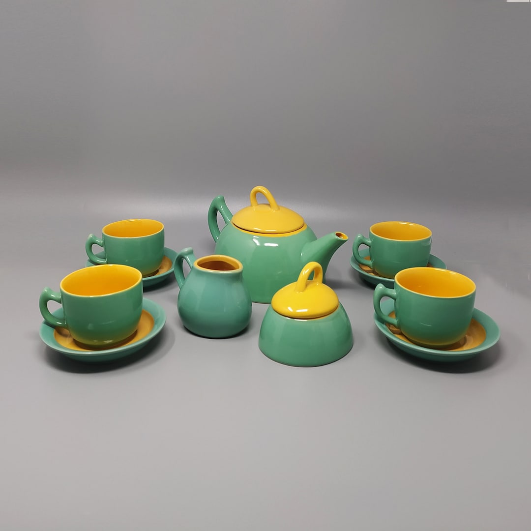 1980s Gorgeous Green and Yellow Tea Set/coffee Set in Ceramic by Naj ...
