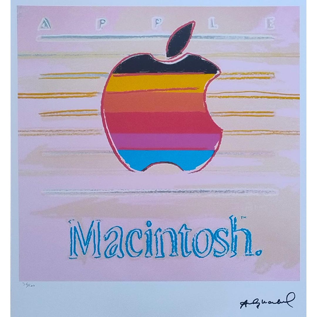 1980s Gorgeous Andy Warhol "apple Macintosh" Limited Edition Lithograph ...