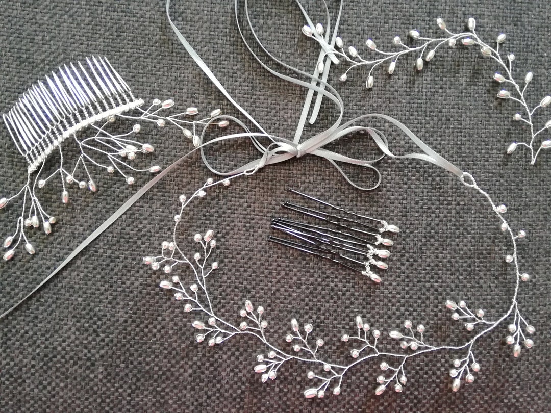 Silver Wedding: Crown Spike Bridal Head Jewel Silver Bridal Comb Hair ...