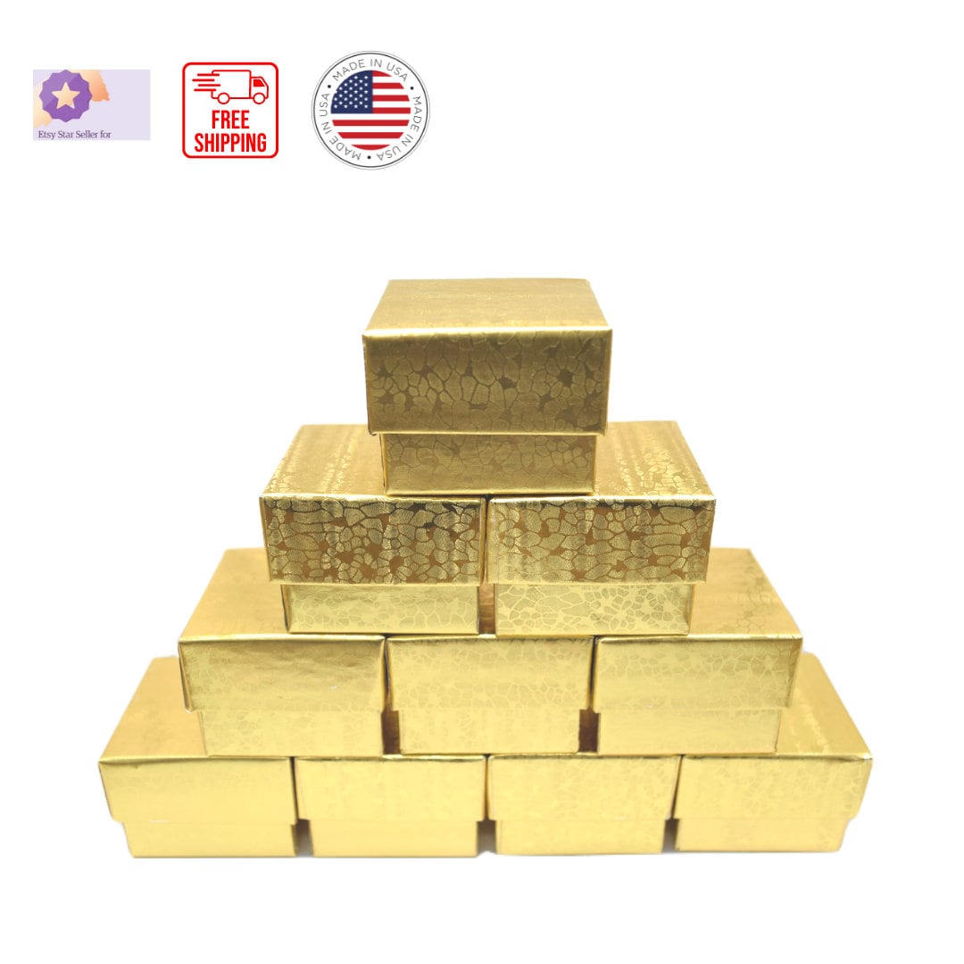 Novel Box Gold Cardboard Jewelry Gift Boxes With Black Ring Foam Insert ...