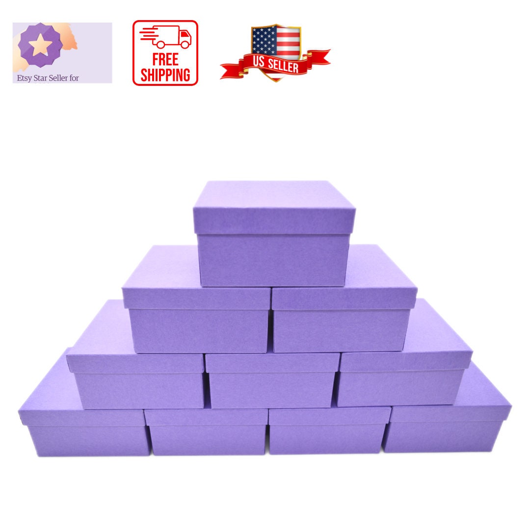 Purple Kraft Cotton Filled Gift Boxes Jewelry Cardboard Deep Boxes, Lot ...