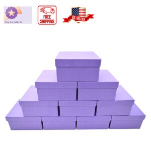 Purple Kraft Cotton Filled Gift Boxes Jewelry Cardboard Deep Boxes, Lot ...
