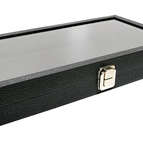Novel Box™ Large Glass Top Black Leatherette Jewelry Display - Etsy