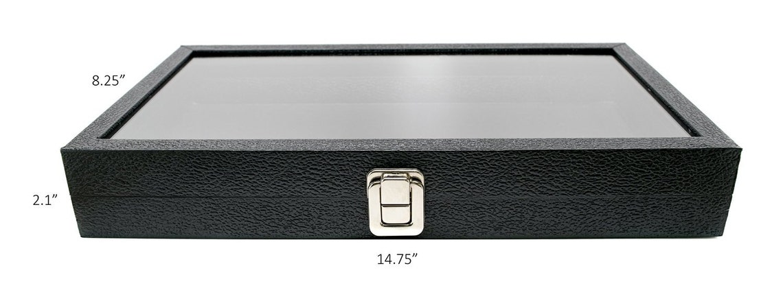 Novel Box™ Large Glass Top Black Leatherette Jewelry Display - Etsy