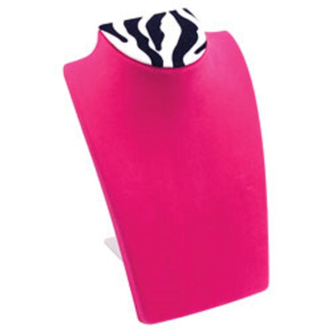 Pink Velour and Black/white Zebra Print Retractable Jewelry Bust ...