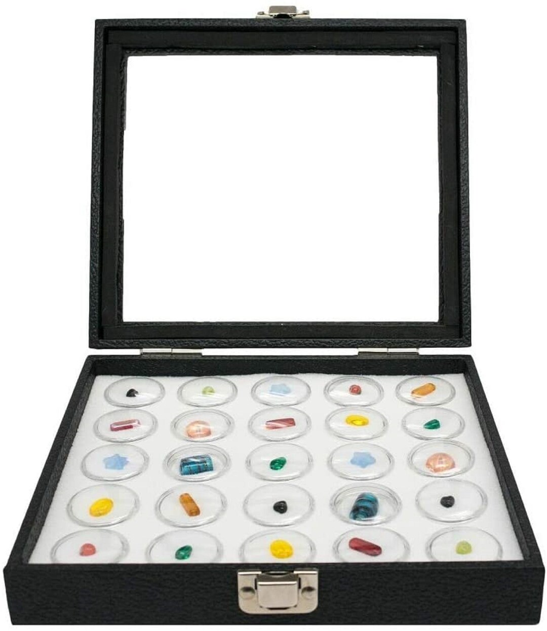 Novel Box™ Half-size Glass Top Black Leatherette Jewelry Display Case ...