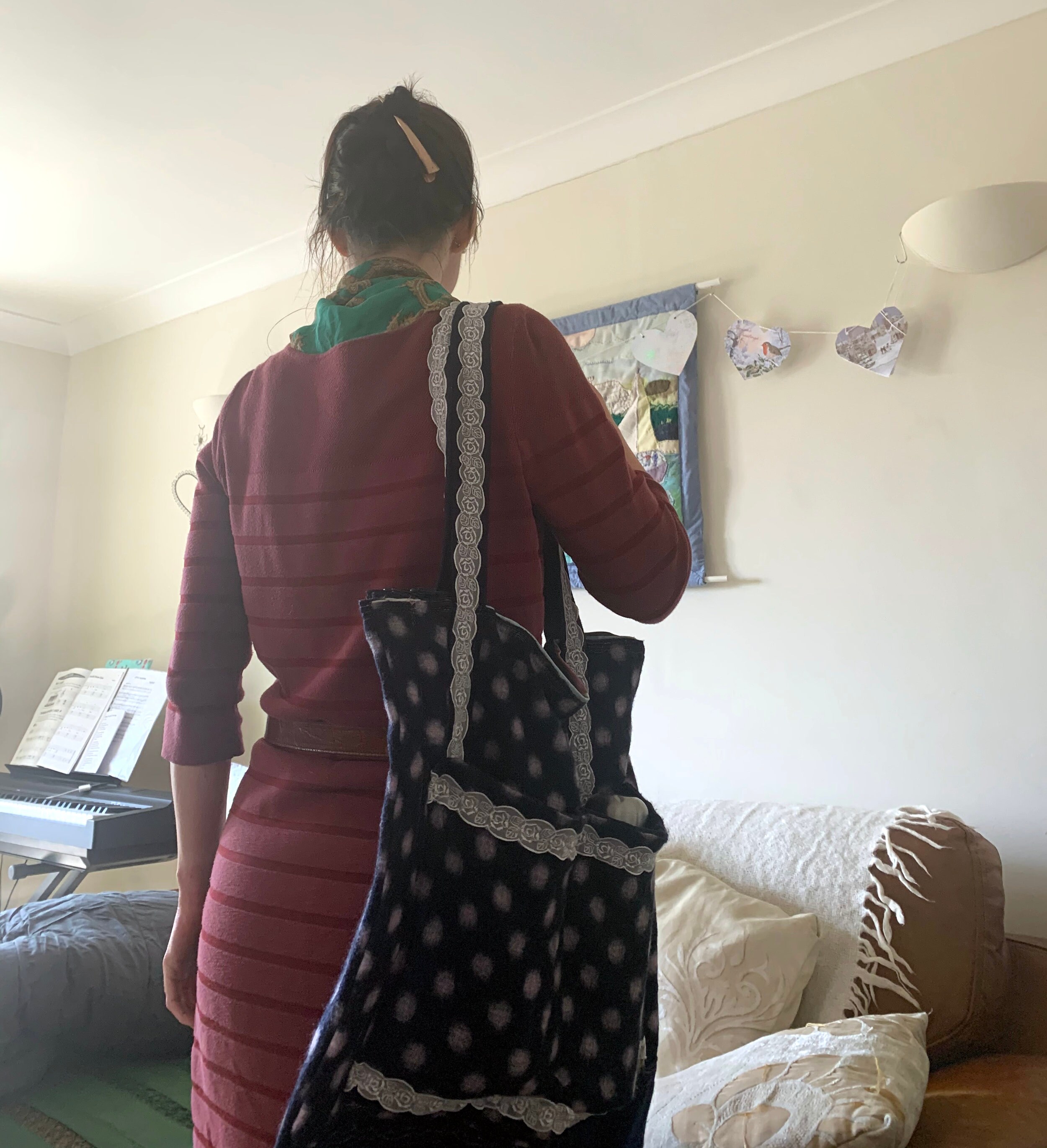Navy Spot Bag Shopping Bag Shopper Washable Handbag Bottle - Etsy UK