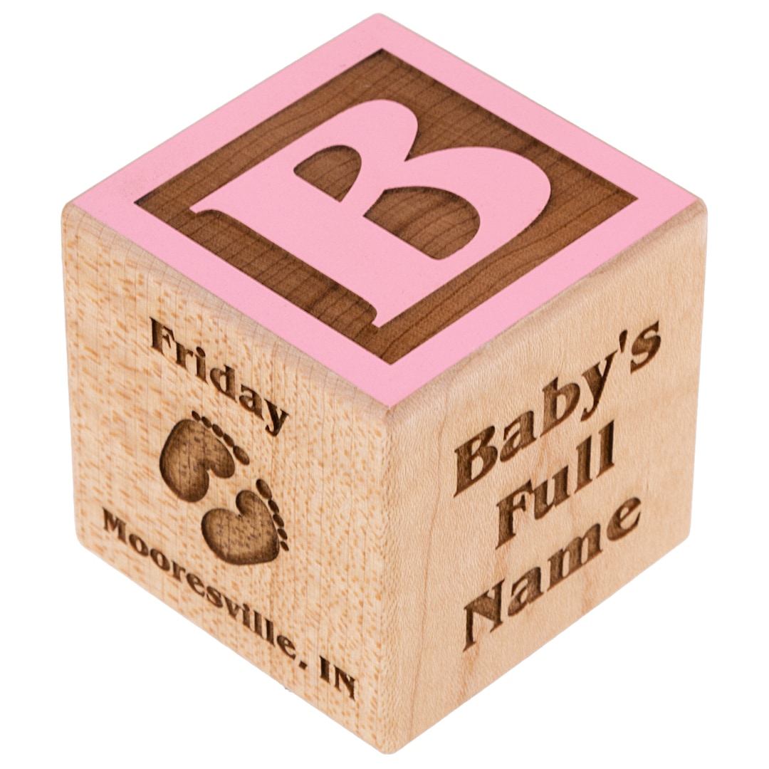 Personalized Baby Block W/ Color New Baby Birth Block Personalized Baby ...