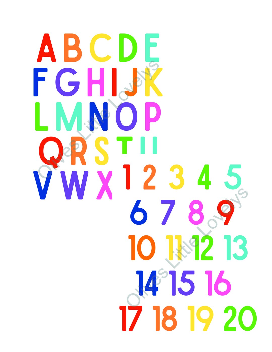 Alphabet & Numbers - Playroom Wall Decor - Wall Art - Children - Kids ...