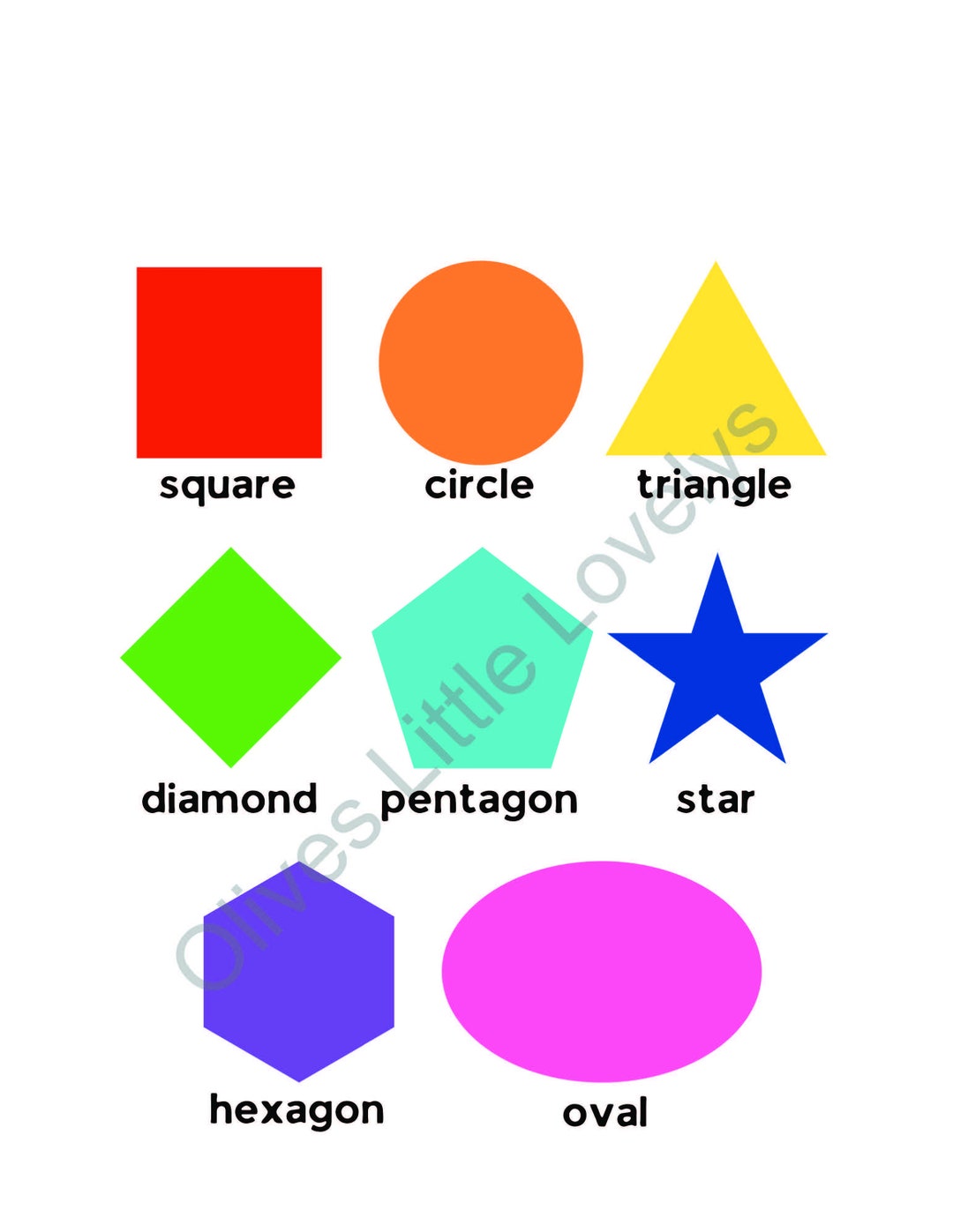 Basic Shapes - Playroom Wall Decor - Wall Art - Children - Kids ...