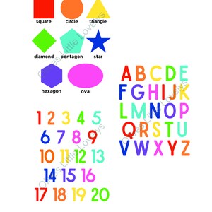 Alphabet, Numbers & Shapes - Playroom Wall Decor - Art - Children ...