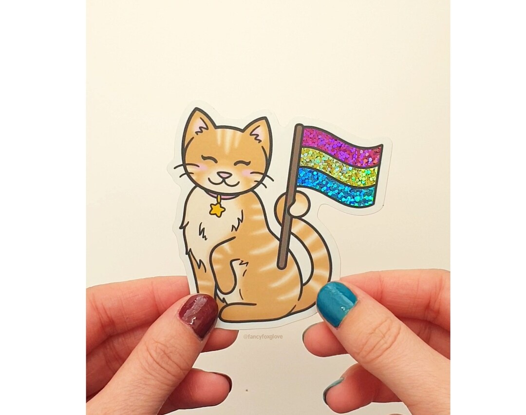Cat Pan Pride Flag Sticker Single Glossy Weatherproof Vinyl - Etsy