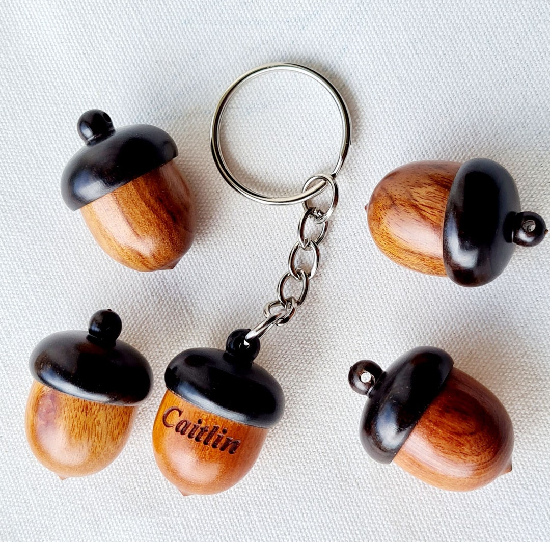 Wooden Acorn Keyring/necklace With Screw Top Secret Compartment Pill ...