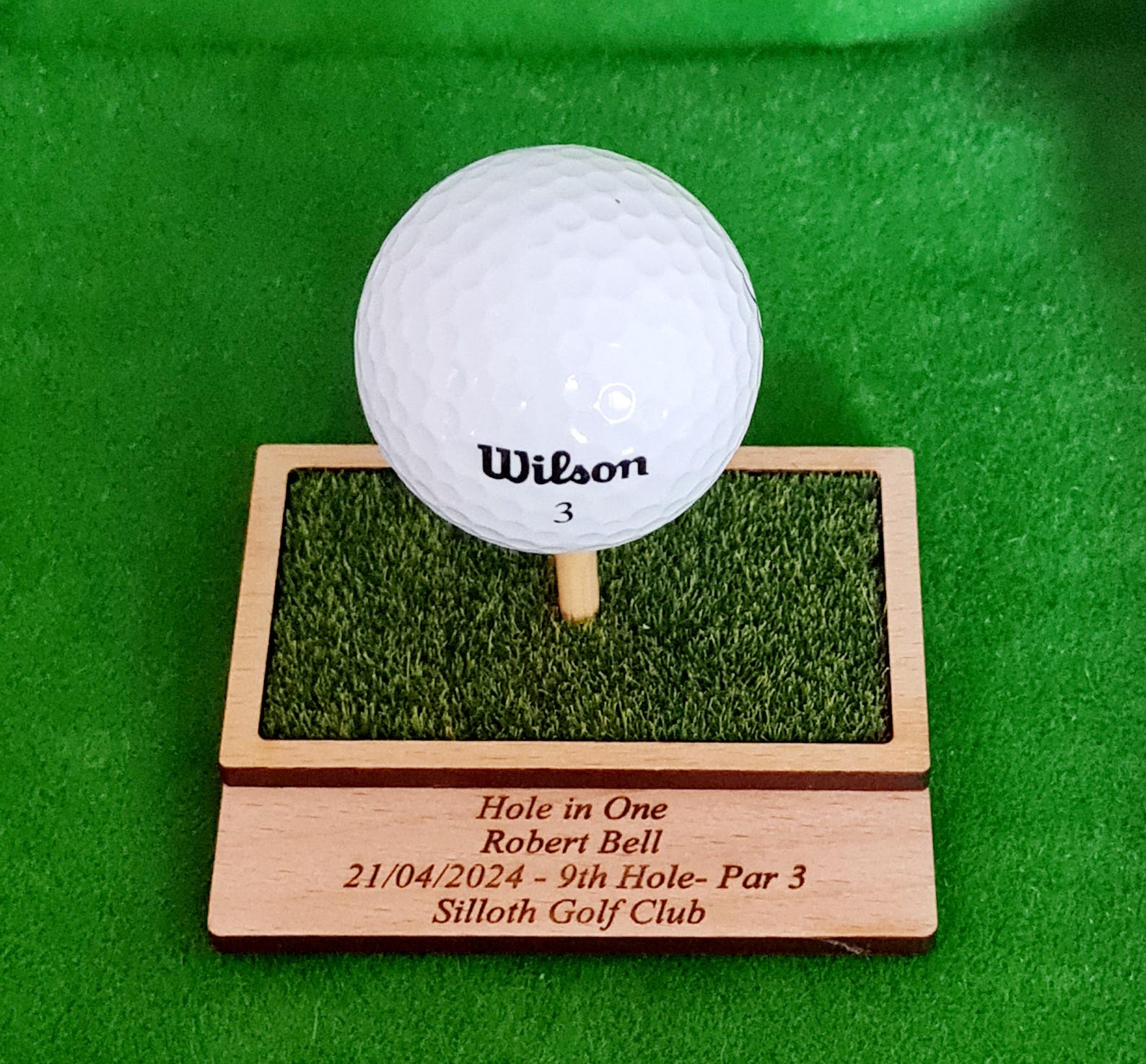 Golf Ball Display Stand Personalised Base Hole in One Club Champion ...
