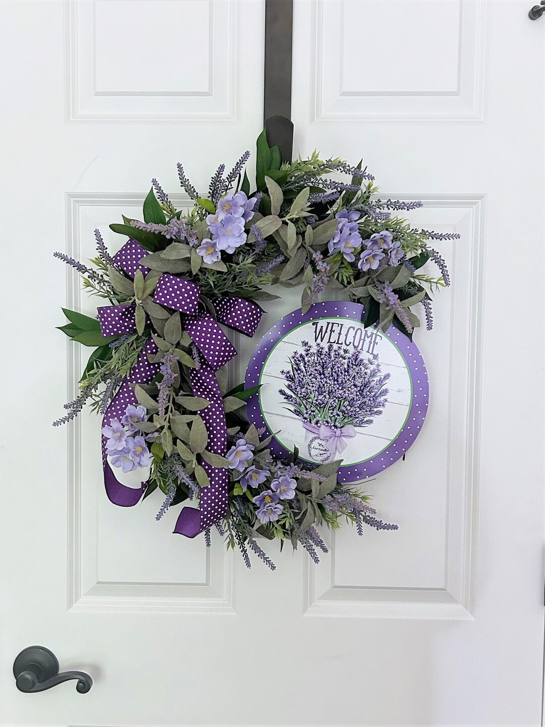 Lavender Wreath for Front Door, Welcome Wreath, Spring Summer Wreath ...