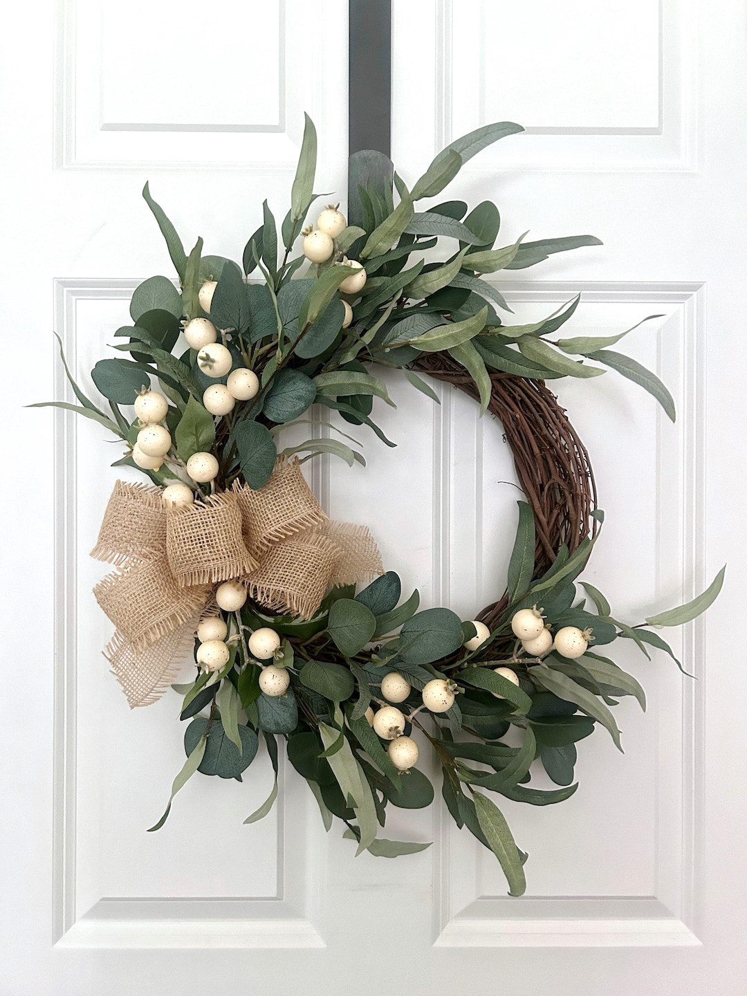 White Berry Wreath Front Door, Year Round Wreath, Modern Wreath ...