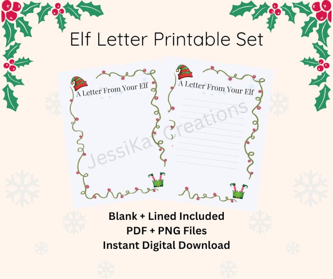 Elf Letter Printable Set – Blank & Lined | Christmas Stationery | Elf ...