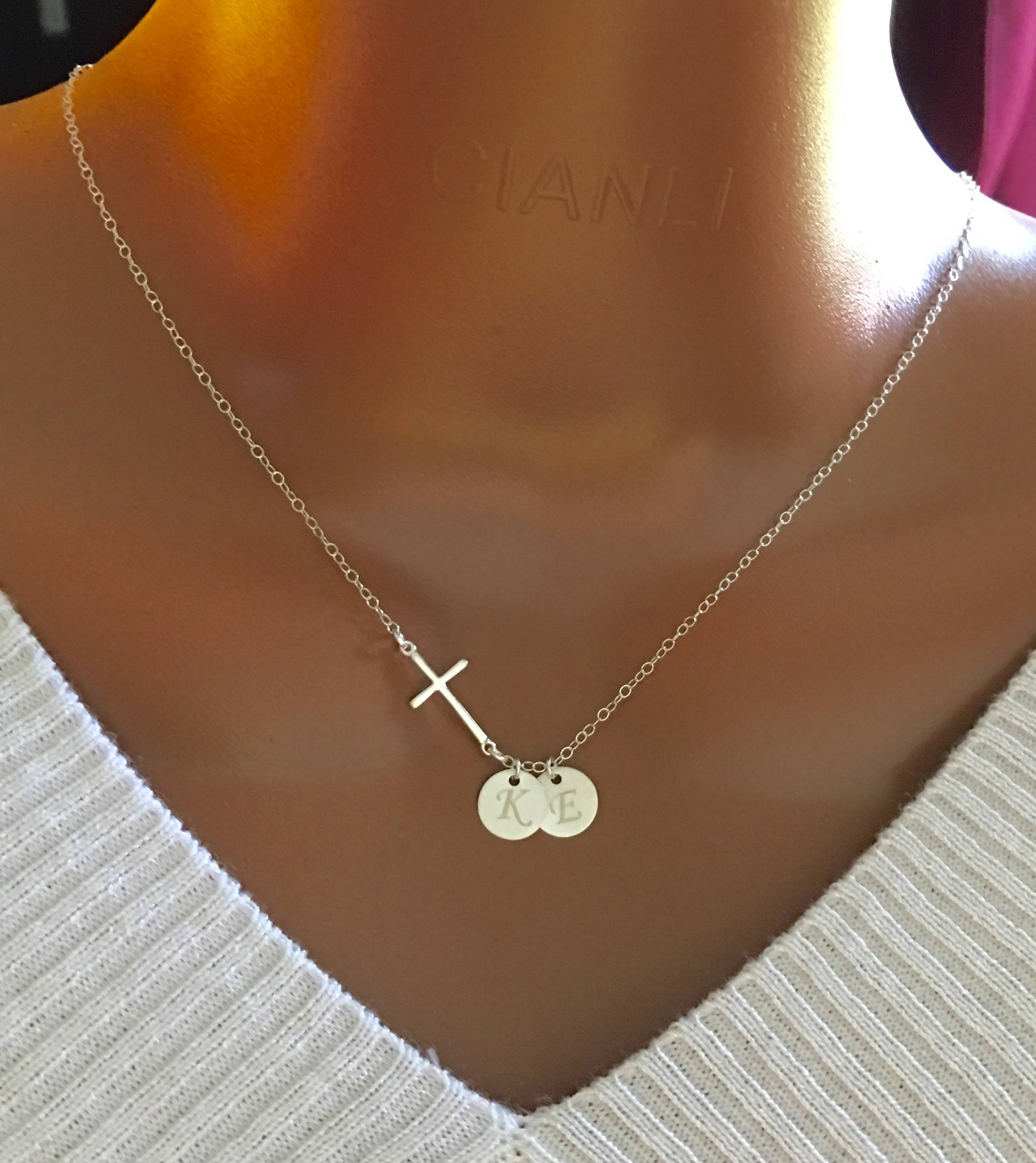 Mothers Day Gift Personalized Sideway Cross And Initial | Etsy