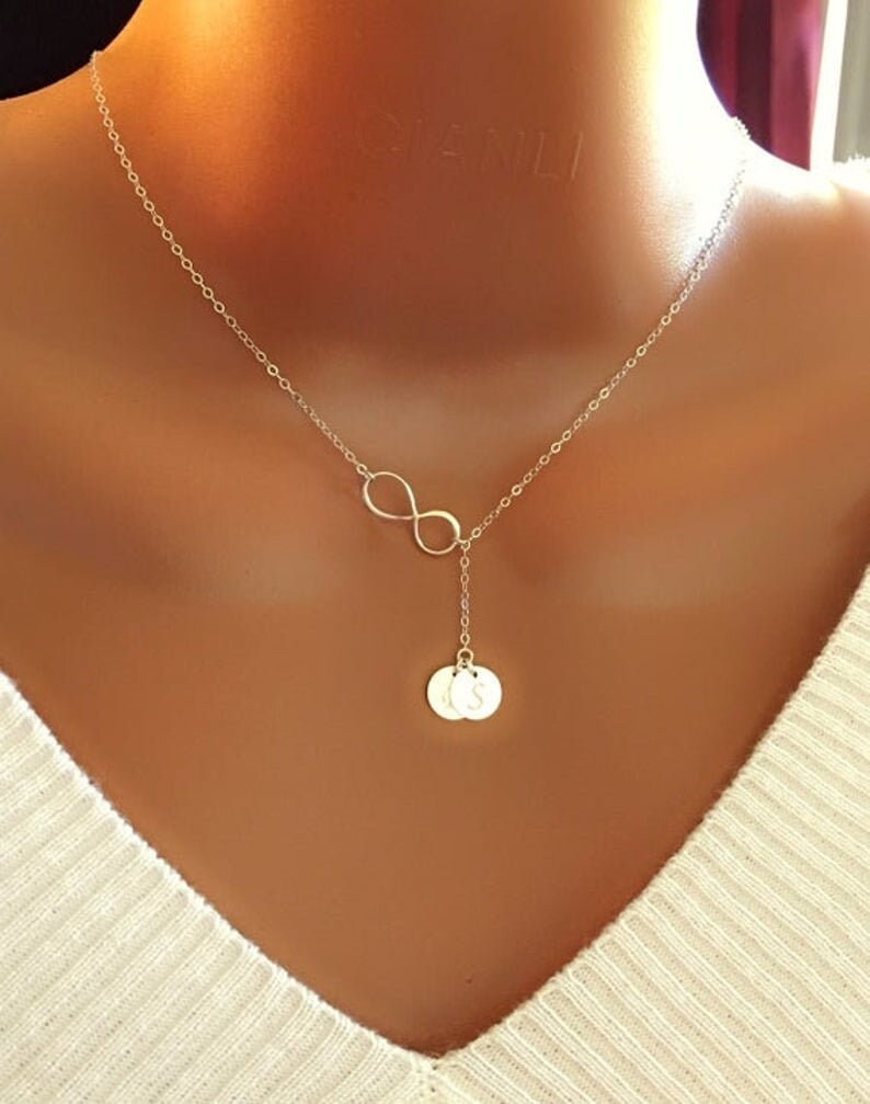 Birthday Gift for Her, Personalized Infinity With Initial Discs ...
