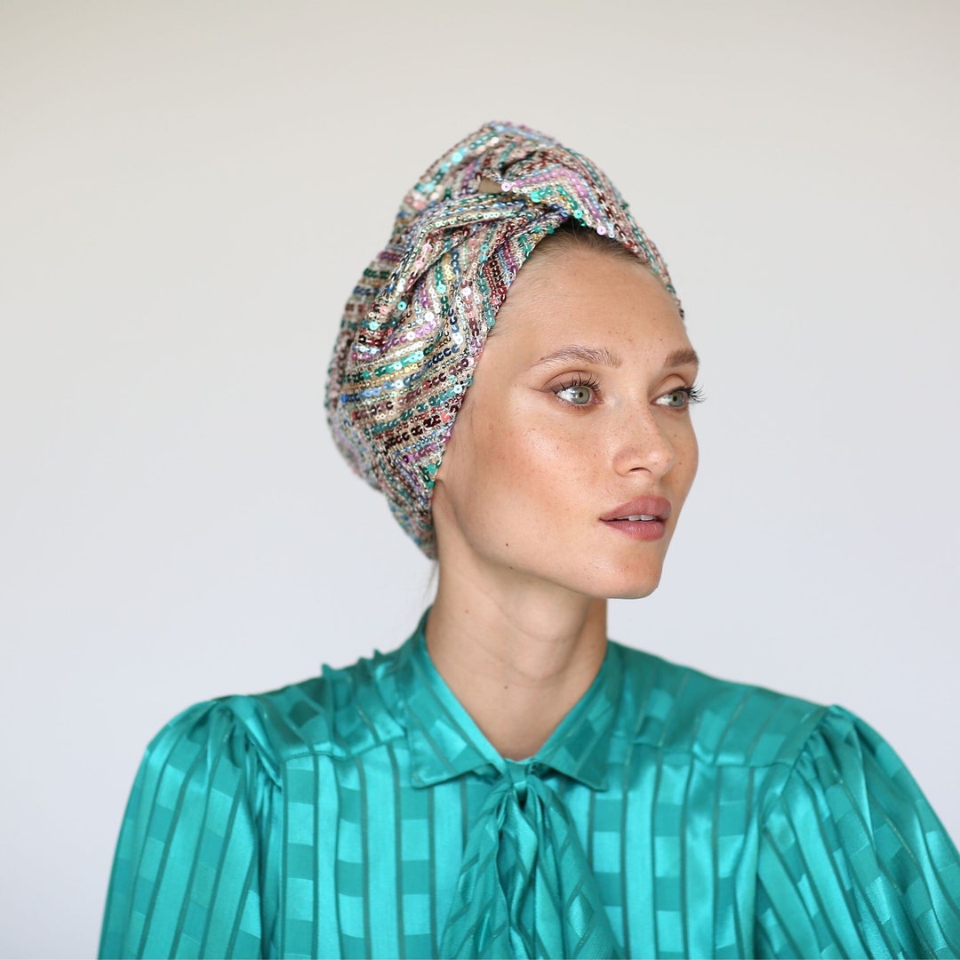 Luxury Turban, Sequin Turban Women, Sequin Twist Turban, Pink Turban ...