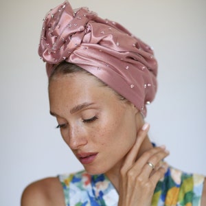 Wedding Fashion Turban, Vintage Turban,tulle Turban Hat, Beaded Turban ...