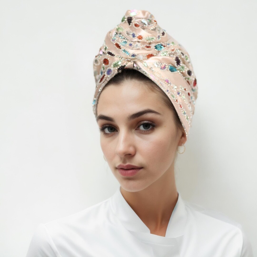 Wedding Fashion Turban - Vintage Tulle Hat, Beaded & Embellished Style ...