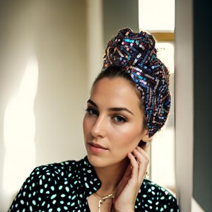 Sequin Head Wrap Turban for Women – Sparkly Glitter Head Scarf for ...