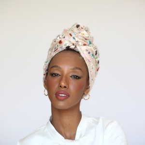 Wedding Fashion Turban, Vintage Turban,tulle Turban Hat, Beaded Turban ...