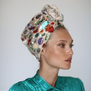 Wedding Fashion Turban, Vintage Turban,tulle Turban Hat, Beaded Turban ...