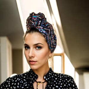 Sequin Head Wrap Turban for Women – Sparkly Glitter Head Scarf for ...