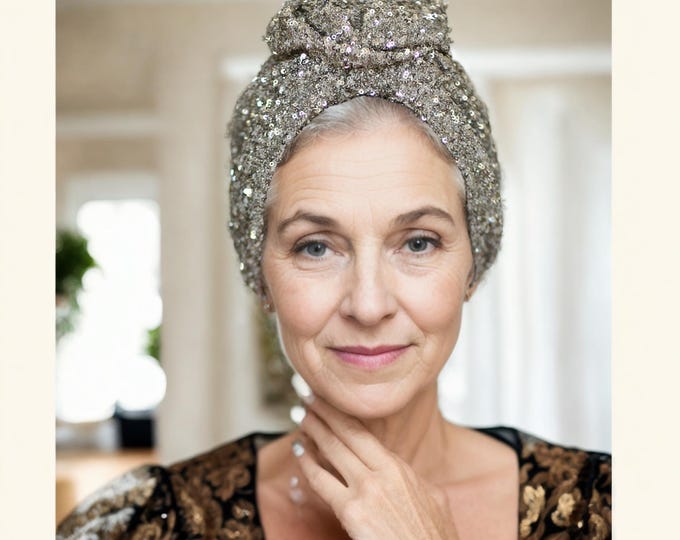 Sequin Turban: Elegant Chemo Hat, Comfy Pre-tied Headwear - Etsy